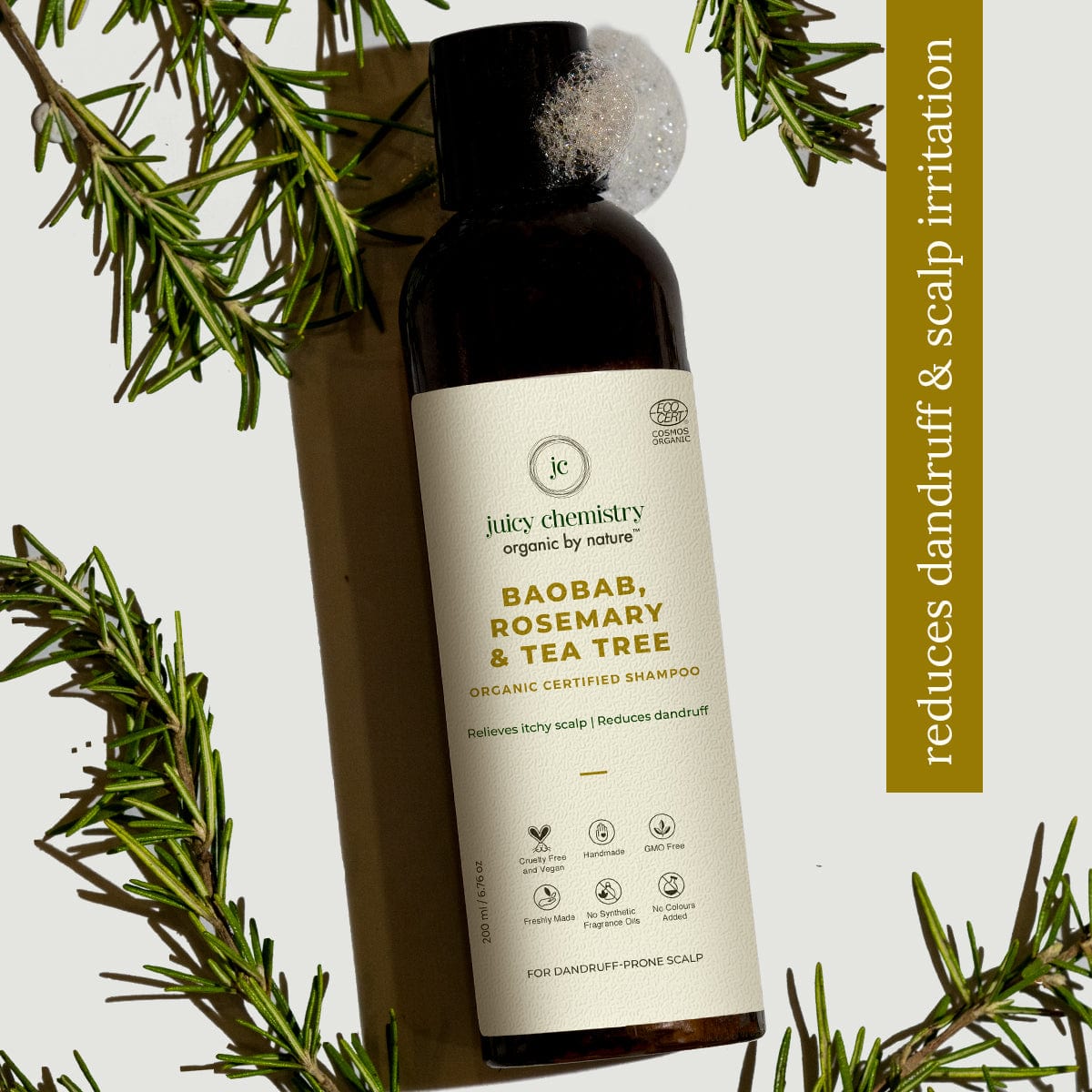 Baobab Rosemary Tea Tree Organic Anti Dandruff Shampoo