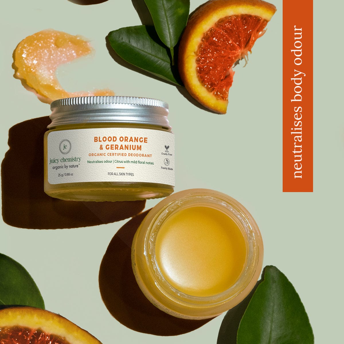 Organic Blood Orange & Geranium Deodorant Stick for Underarm Odour