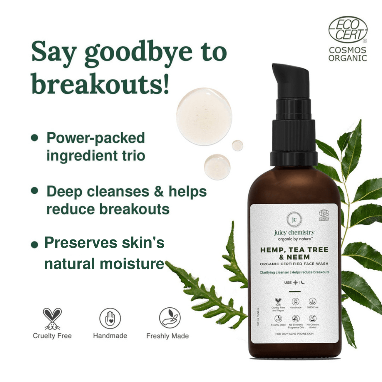 Hemp, Tea Tree and Neem Face Wash for Oily-Acne Prone Skin